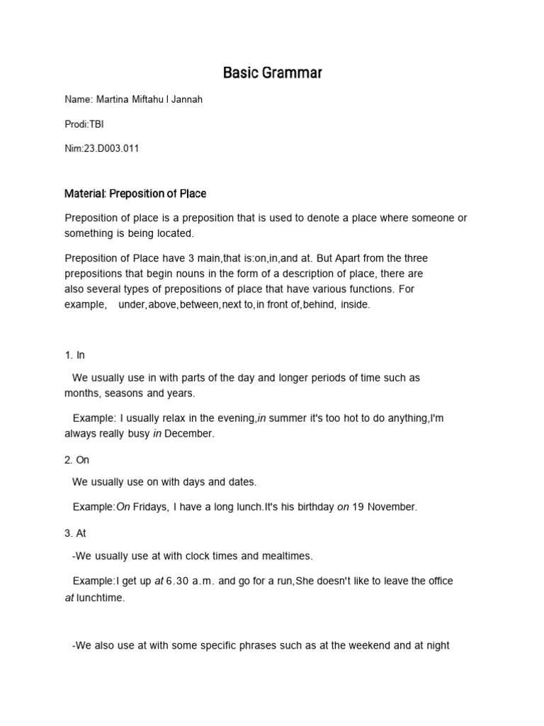 Basic Grammar, Martina | PDF