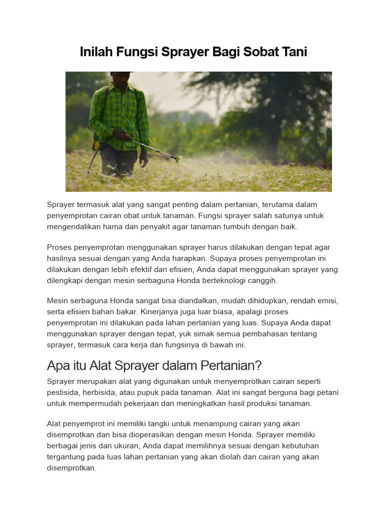 Fungsi Sprayer | PDF