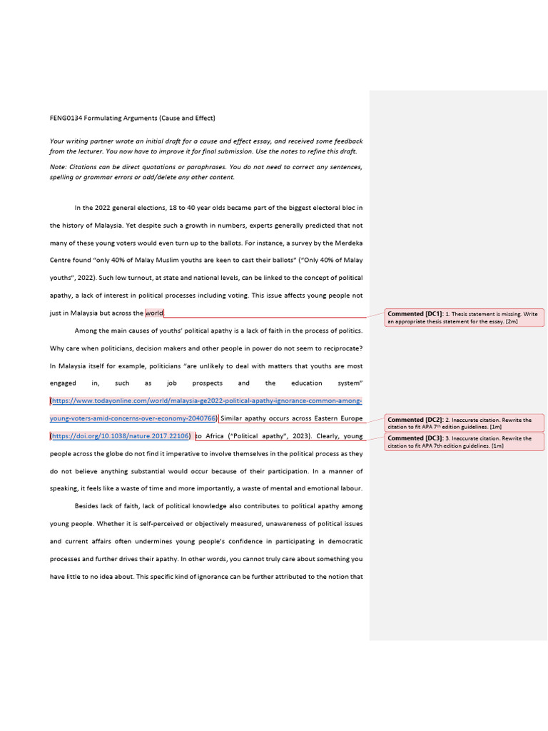 FENG0134 Formulating Arguments - C&E (Student Copy) v2024 | PDF