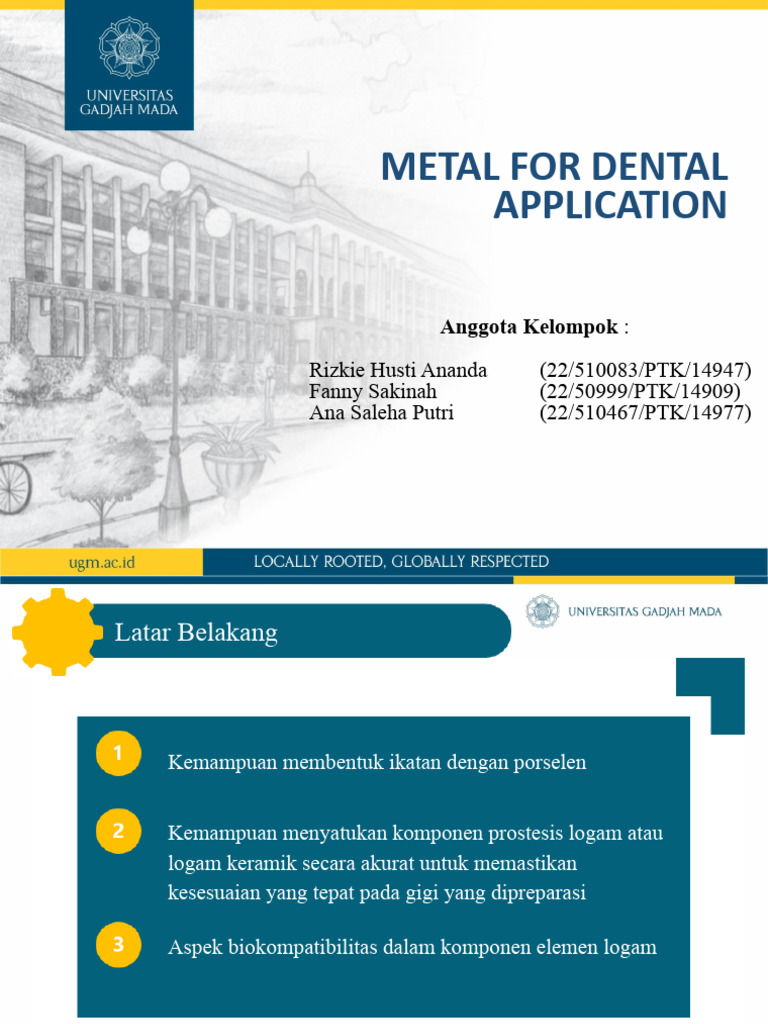 Aplikasi Logam Pada Kedokteran Gigi - Biomaterial | PDF