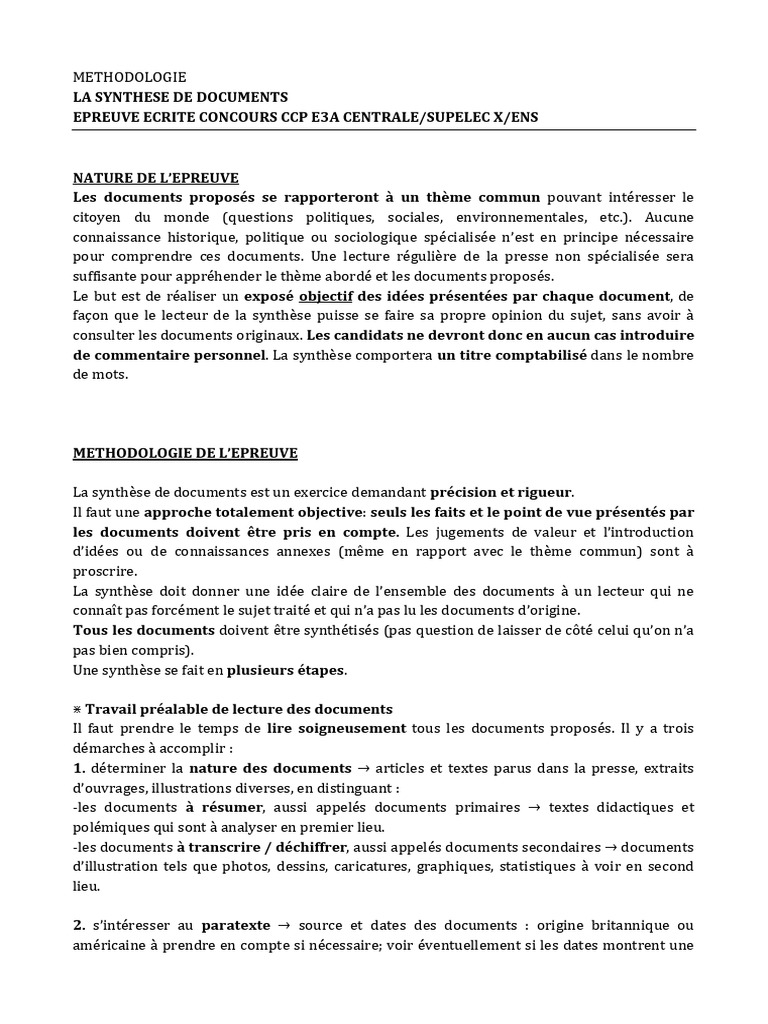 Méthode Synthèse | PDF