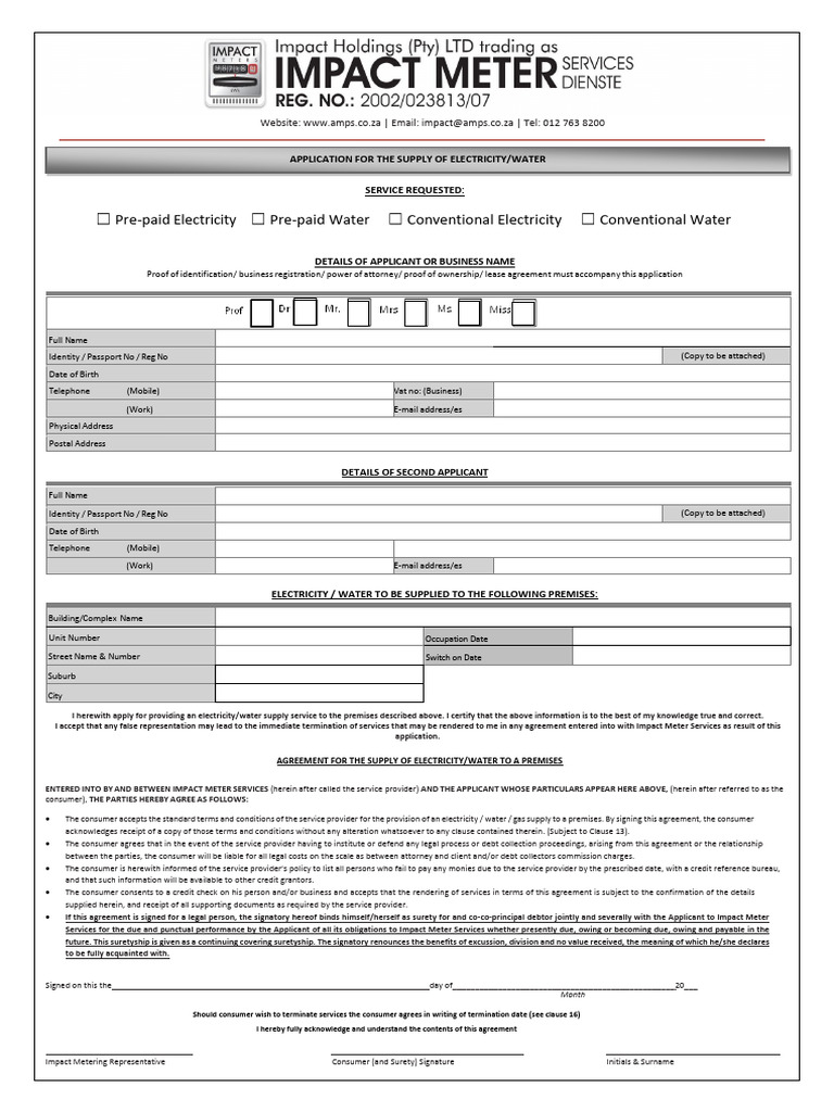 2022 Impact Meter Service - Application Form (Combined) | PDF | Surety ...