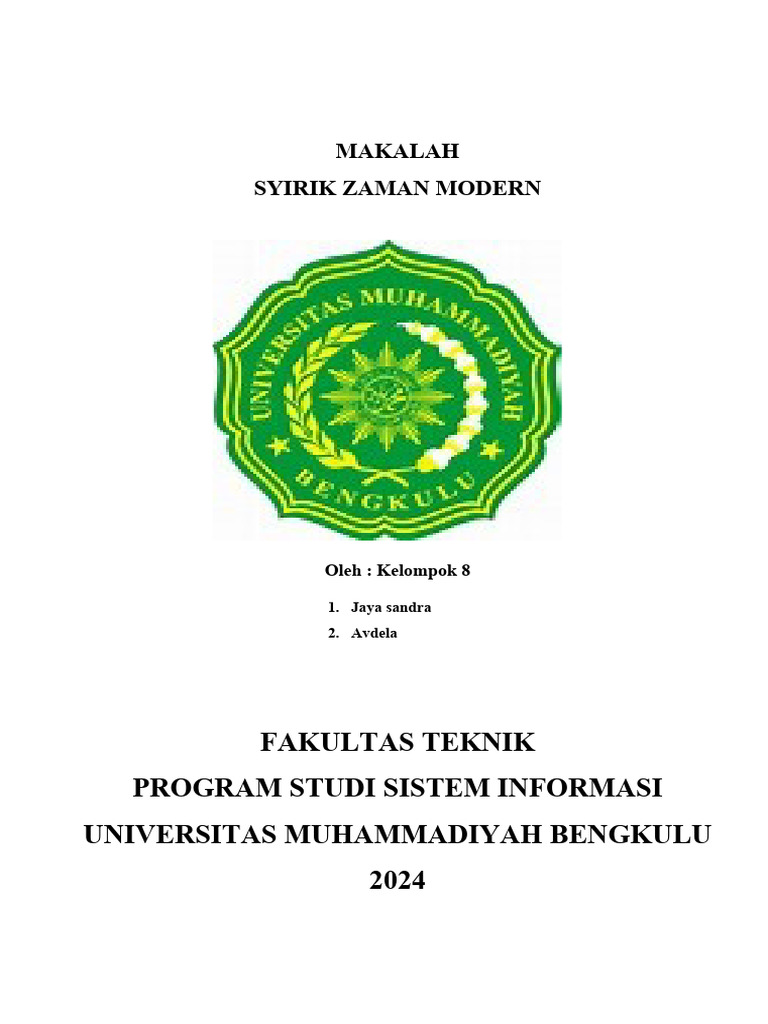 Syirik Zaman Modern Makalah | PDF | Agama & Spiritualitas