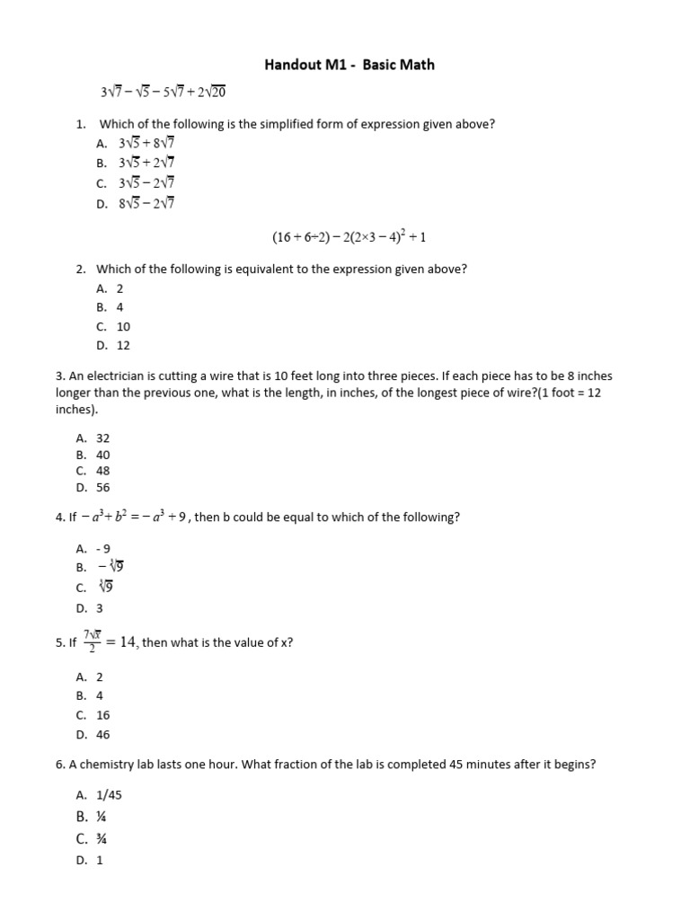 Handout M1 - Basic Math | PDF | Discrete Mathematics | Elementary ...