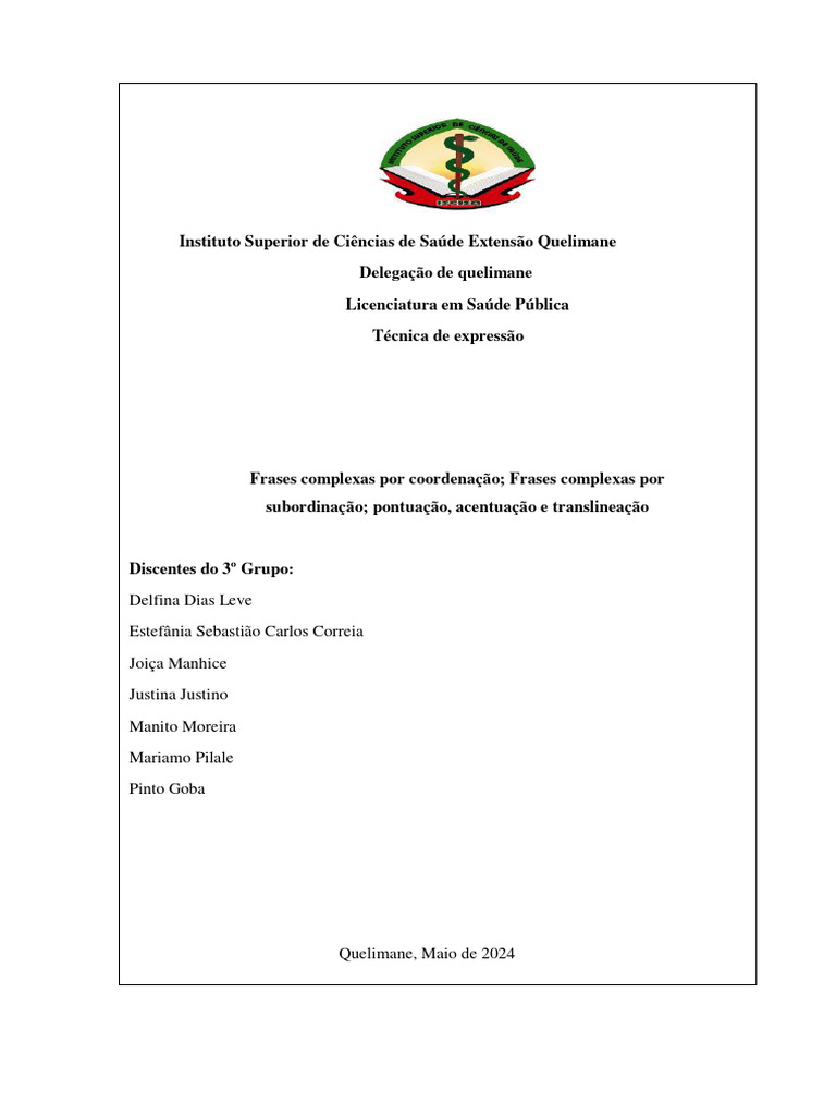 Frases Complexas Por Coordenação Frases Complexas Por Subordinação ...