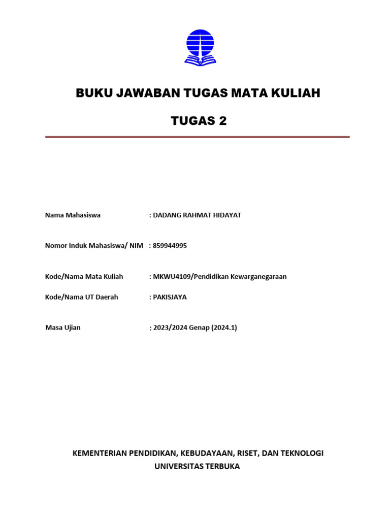 Jawaban Tugas II PKN UT | PDF