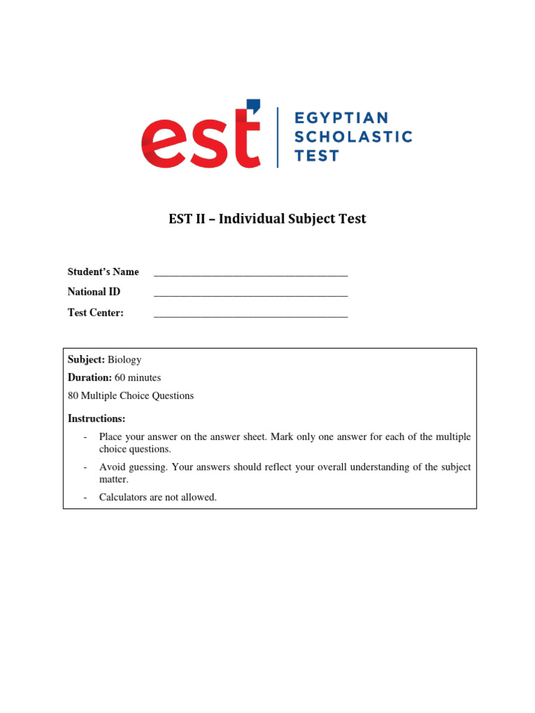 Biology EST II Exam December 2020 | PDF | Gastrointestinal Tract ...
