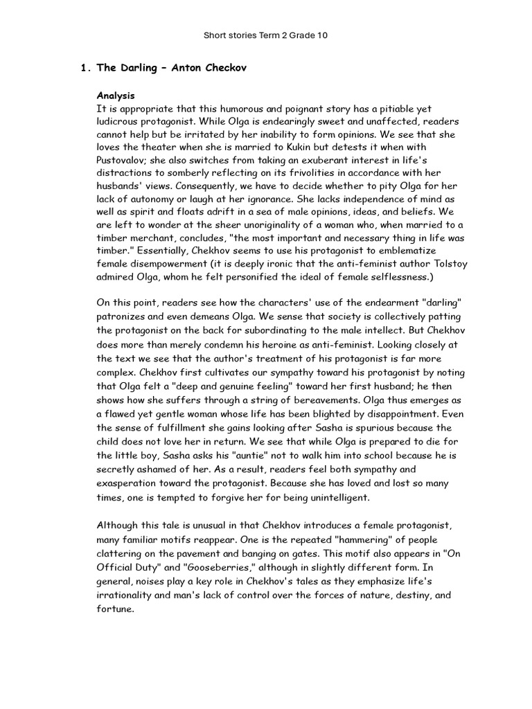 Grade 10 Short Stories Analysis | PDF | Autonomy | Gender