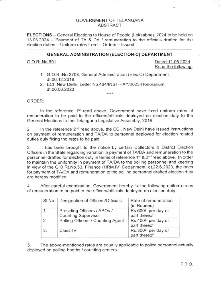 G.O.Rt - No.691 (Uniform Rates Fixed) | PDF | Government