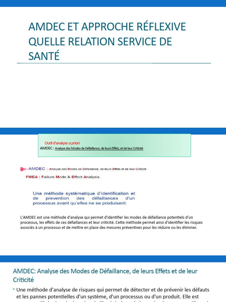 AMDEC Et Approche Réflexive Quelle Relation Service de | PDF | Risque