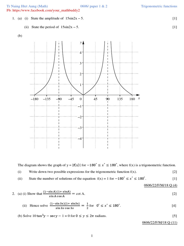 Trigonometric Functions Paper 1 And 2 2019 2023 Pdf Trigonometric Functions Elementary