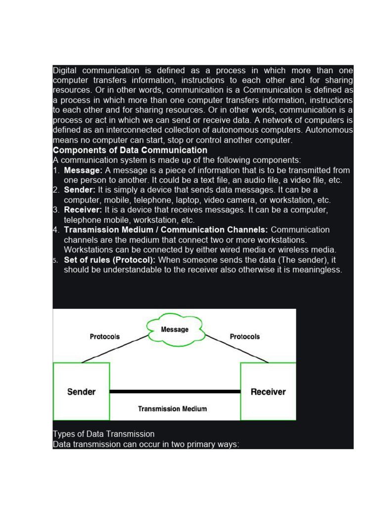 Digital Communication Is Defined As A Process in Which More Than One Computer Transfers ...