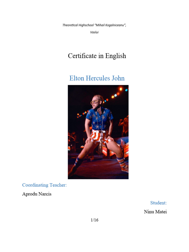 Atestat Engleza Elton John F | PDF