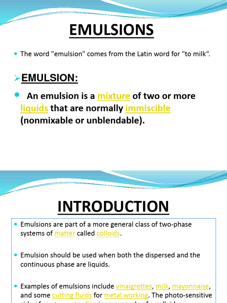 Emulsion | PDF | Emulsion | Colloid