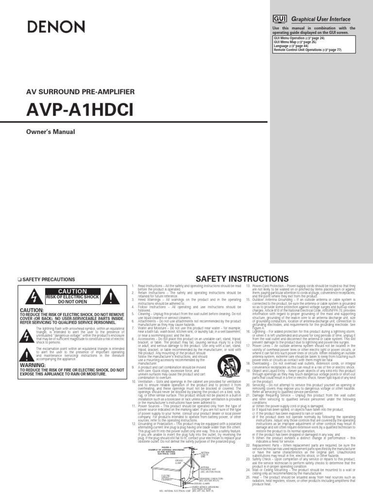 Avp A1hdci Owners Manual en | PDF | Ac Power Plugs And Sockets ...