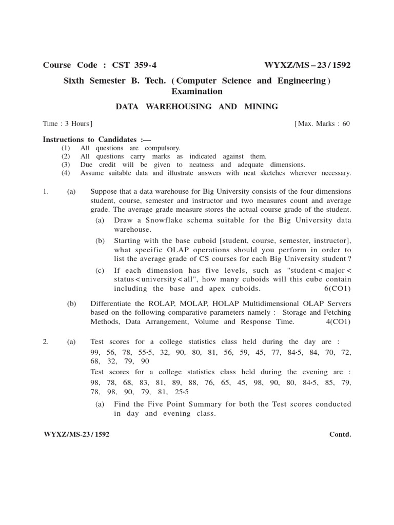 Data Warehousing and Mining | PDF | Data Warehouse | Information ...