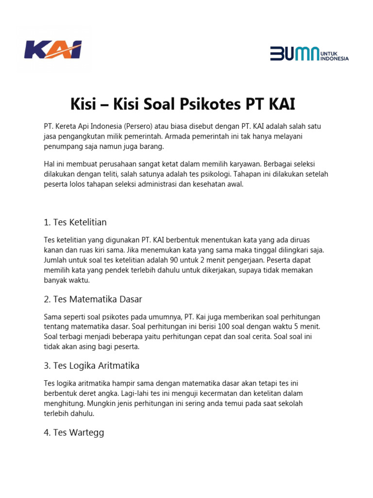 Kisi2 KAI | PDF | Metode & Bahan Ajar