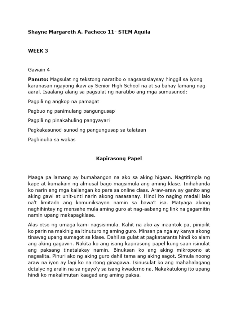 Kapirasong Papel Short Story (Tagalog) | PDF