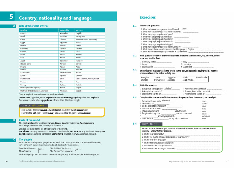 Country Nationality and Language | PDF | Arabic | Chinese Language