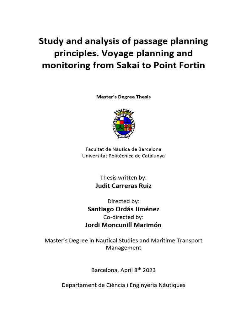 Study and Analysis of Passage Planning Principles. Voyage Planning and ...