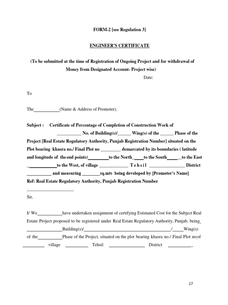 Form_2_Engineer_Certificate | PDF | Cost