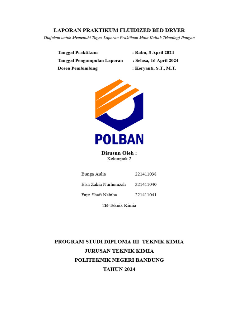 Praktikum Fluidized Bed Dryer 2024 | PDF