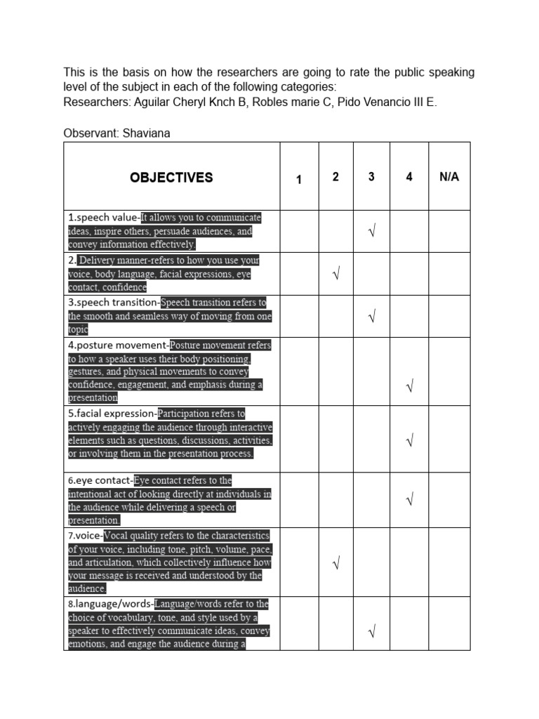Sample Observation Sheet | PDF