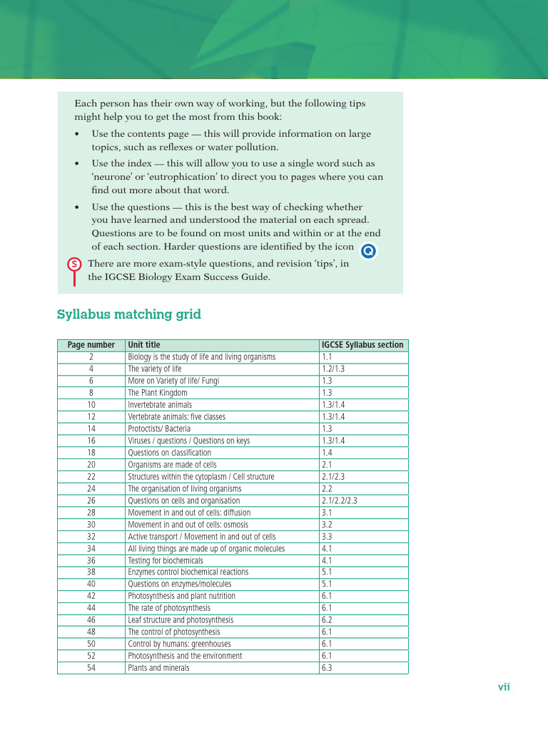 Cambridge IGCSE CompleteBiology SyllabusMatchingGrid PDF | PDF ...