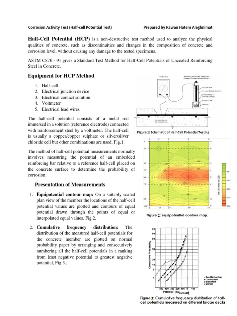 Half-Cell Potential Test | PDF | Contour Line | Corrosion