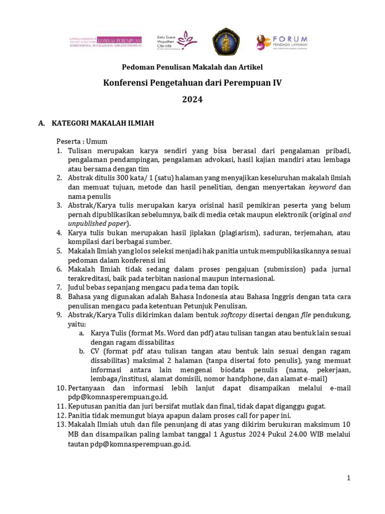 Pedoman Penulisan PDP 2024 | PDF