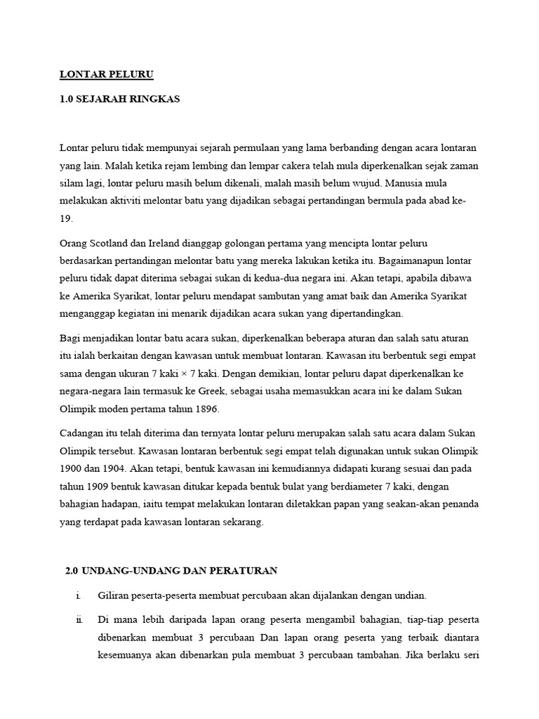 Panduan Lontar Peluru & Cakera | PDF