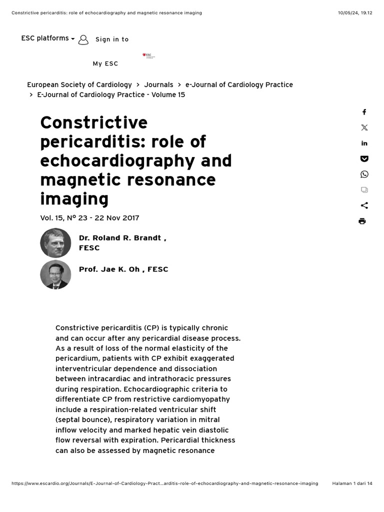 Constrictive Pericarditis: Role of Echocardiography and Magnetic ...