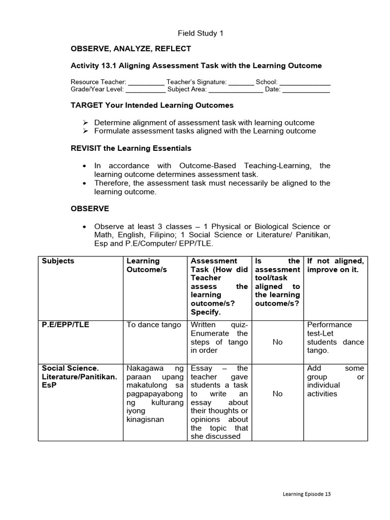 Learning Episode 13 | Download Free PDF | Educational Assessment | Rubric (Academic)
