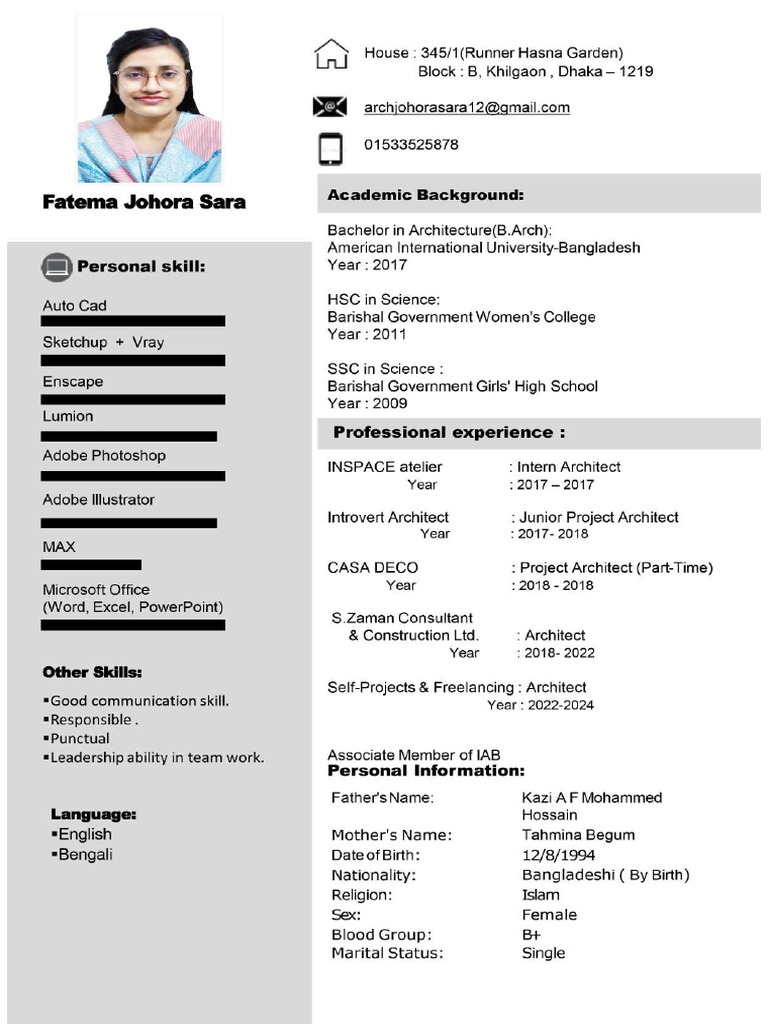 Fatema Johora Sara (CV) | PDF