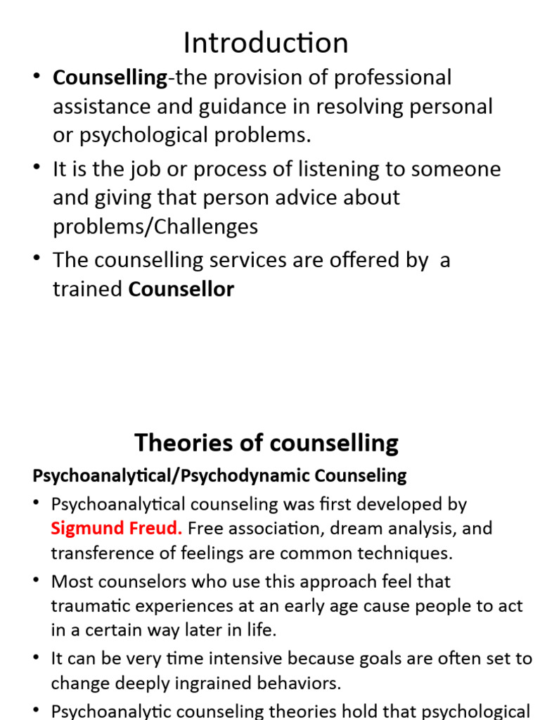 Theories of Counselling | PDF | Id | Psychotherapy