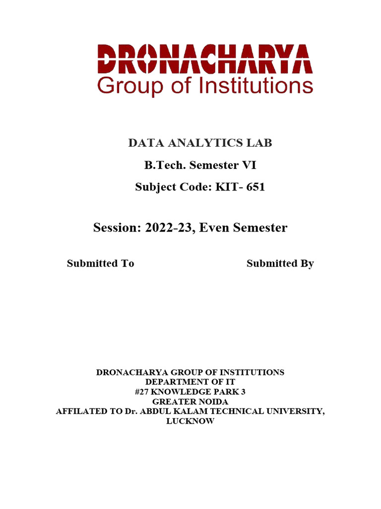 Data Analytics Lab R Experiments Guide | PDF | Principal Component Analysis | Errors And Residuals
