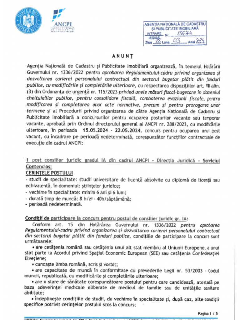 Anunt Concurs | PDF