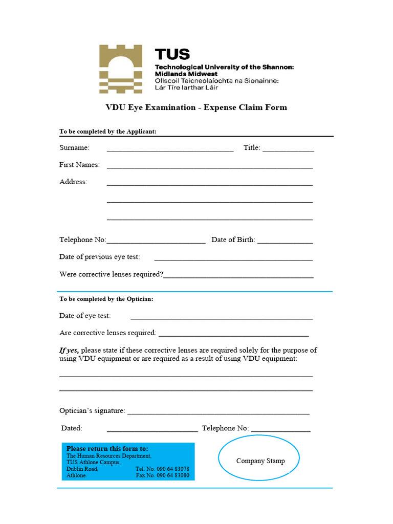 VDU Eye Examination Form | PDF | Career & Growth | Finance & Money ...