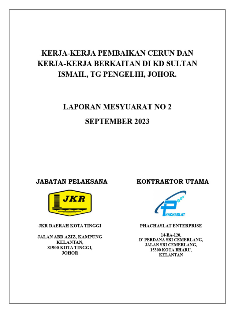 Report Pembinaan Cerun No 2 Sept 2023 | PDF