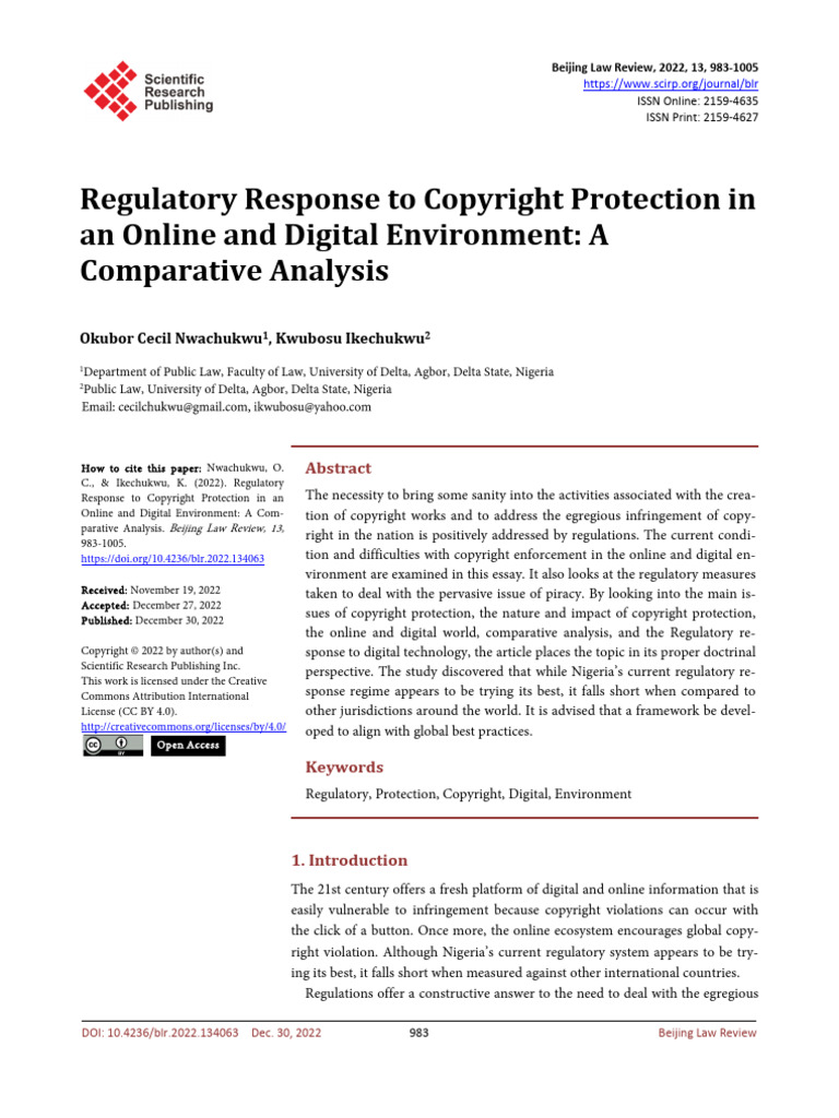 Regulatory Response To Copyright Protect | PDF | Copyright Infringement ...