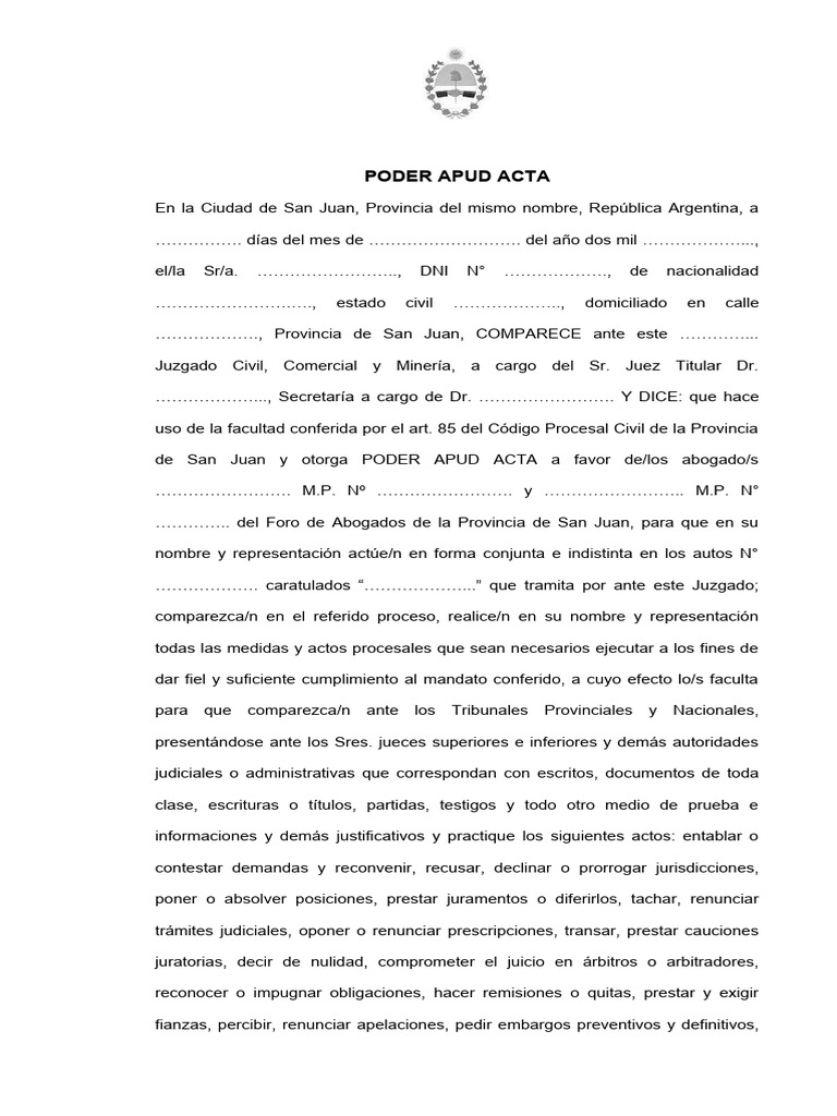 Poder Apud Acta en San Juan | PDF