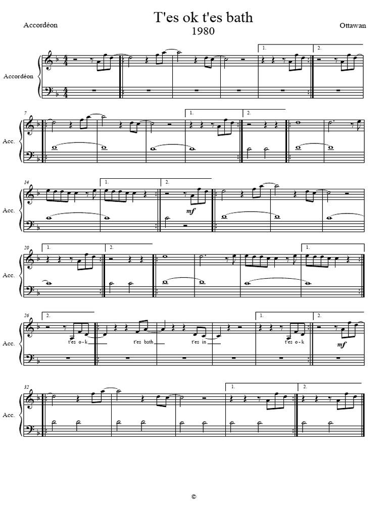 T'es Ok T'es Bath - Accordéon | PDF