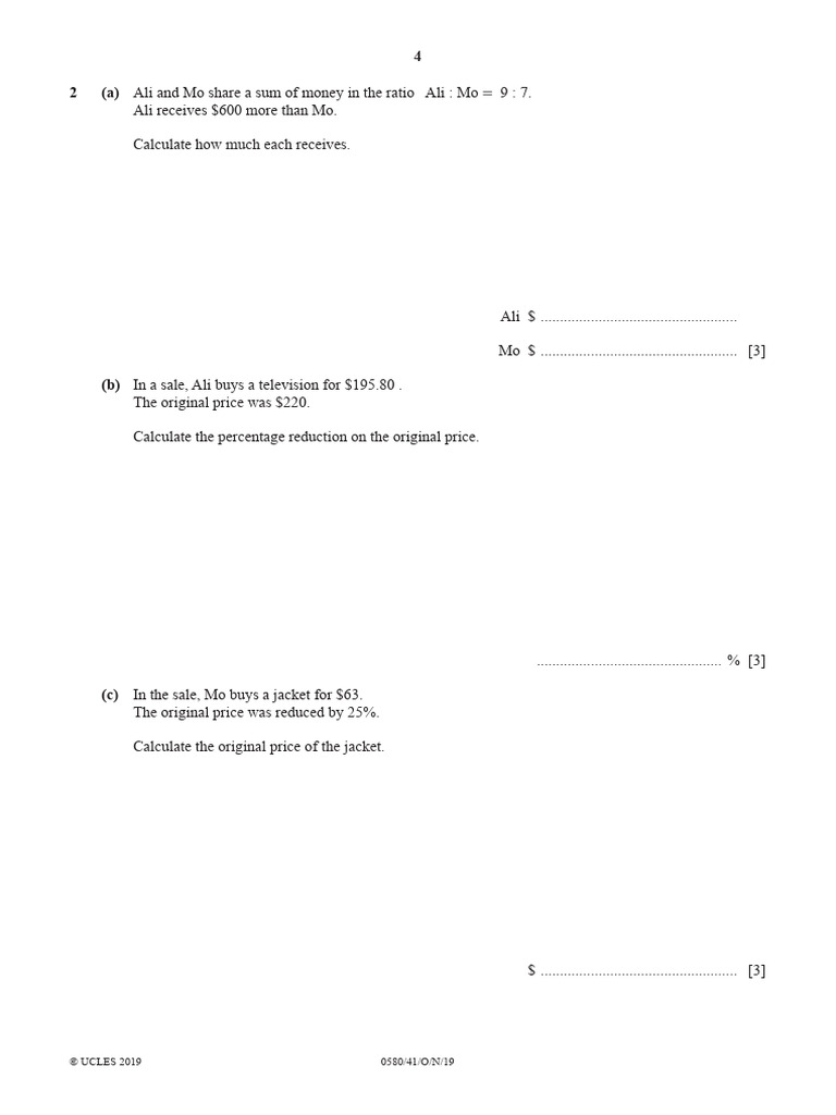 Math p1 2019 | PDF | Area | Surface Area