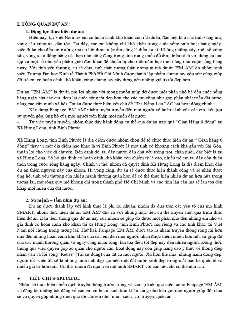 I. Tổng Quan Dự Án: 1. Động lực thực hiện dự án | PDF