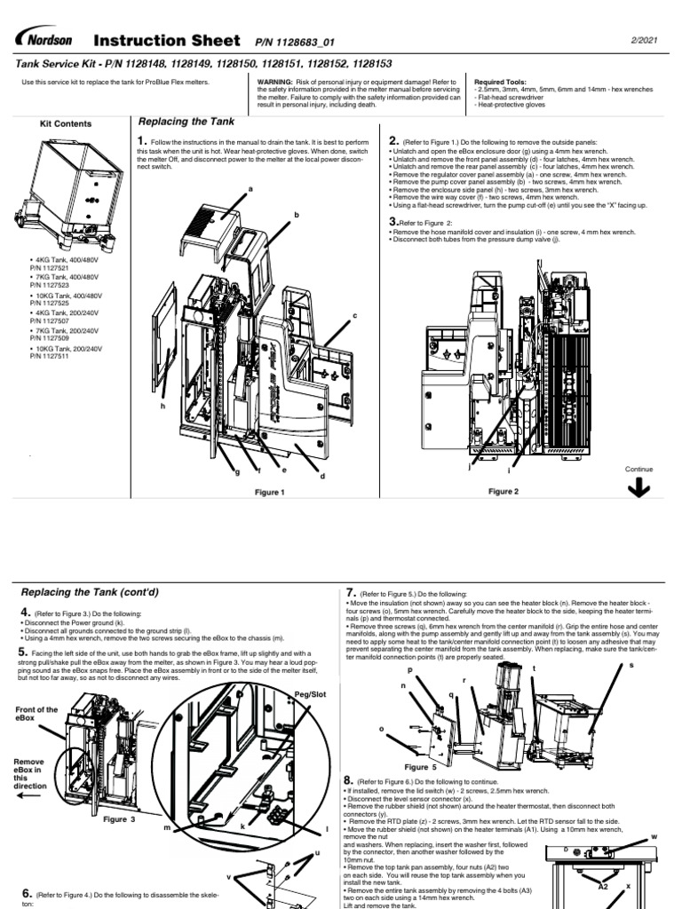 Instruction Sheet: P/N 1128683 - 01 Tank Service Kit - P/N 1128148 ...