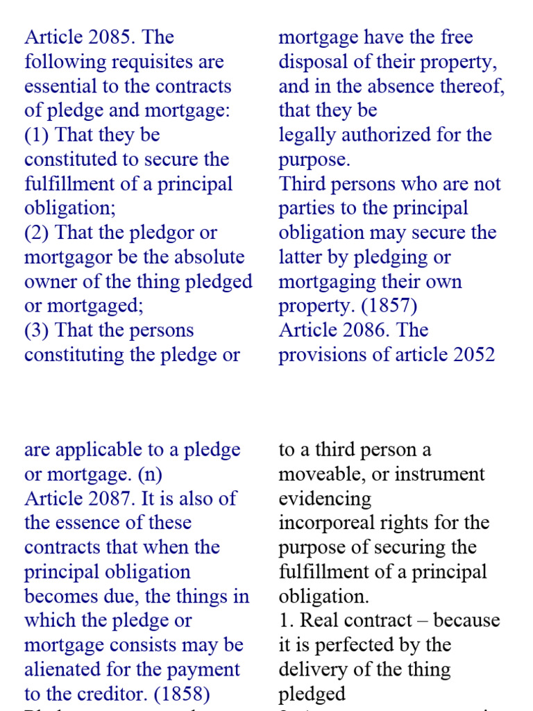 Article 2085 - Pledge | PDF | Mortgage Law | Mortgages