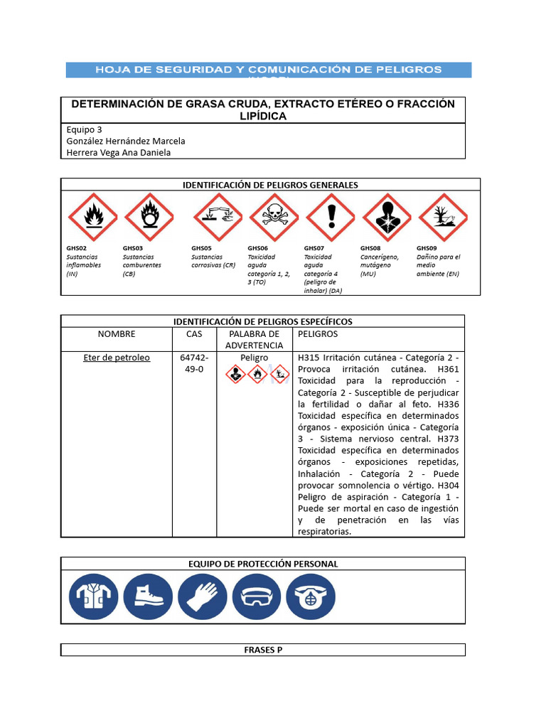 Hoja de Seguridad P4-E3 | PDF | Toxicidad | Agua