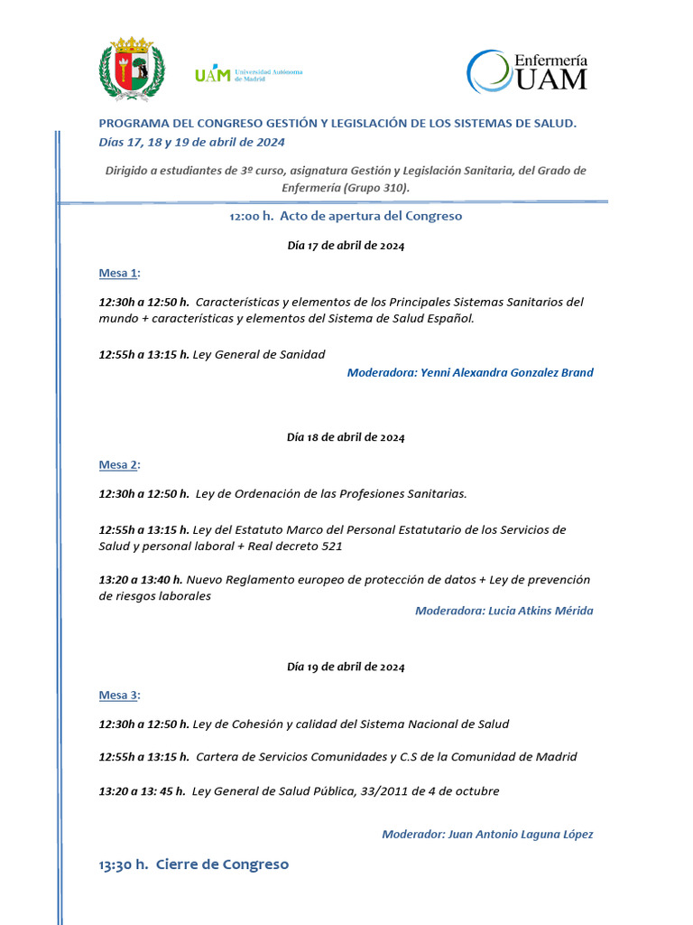 PROGRAMA CONGRESO 2024 | PDF