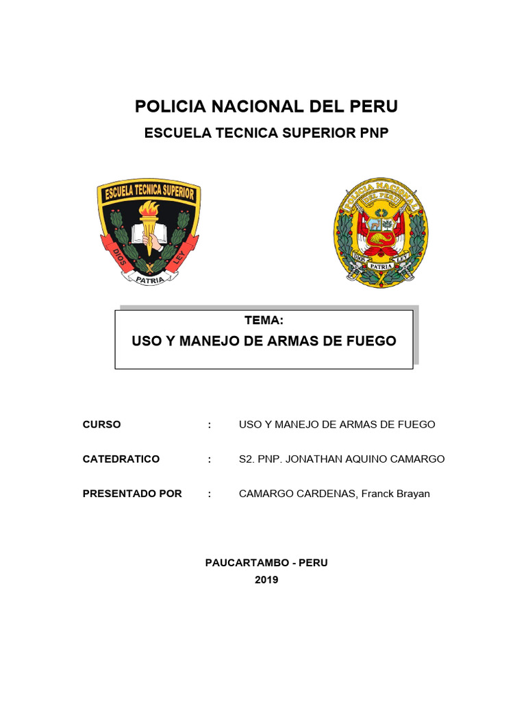 MONOGRAFIA USO Y MANEJO DE ARMAS DE FUEGO | PDF | Armas de fuego ...