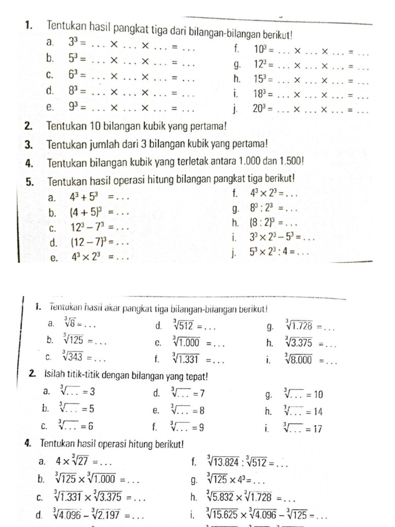 Pangkat Dan Akar Pangkat Tiga Kelas 5 | PDF